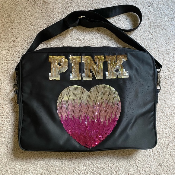 PINK Victoria's Secret | Bags | Pink Victorias Secret Heart Sequin 5 ...